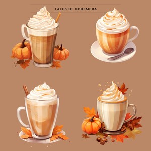 25 Pumpkin Spice Clipart, PNG, Full Commercial Use, Watercolor Cozy ...