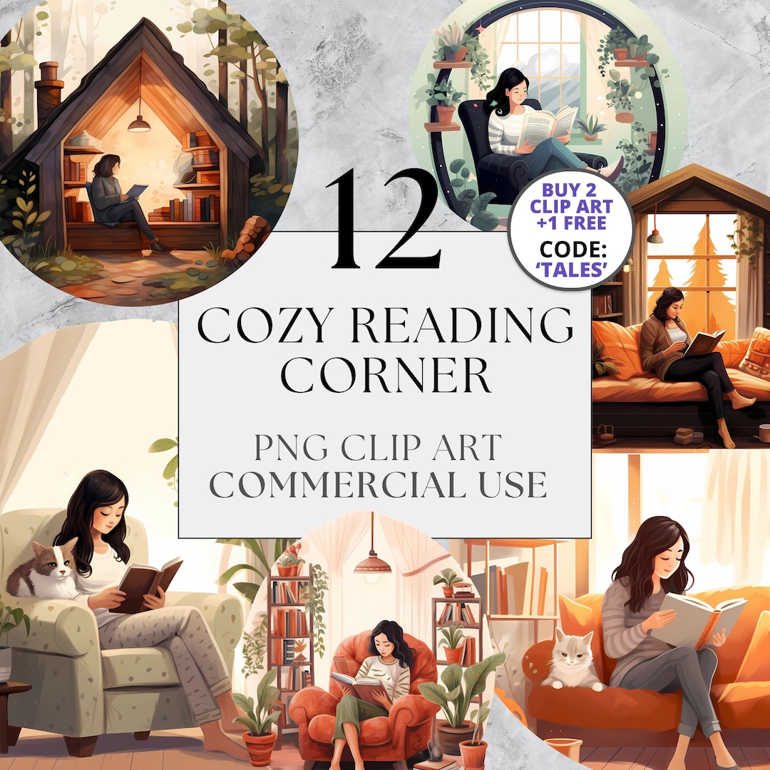 Cozy Reading Corner Clipart, Shaped PNG Designs, Full Commercial Use ...