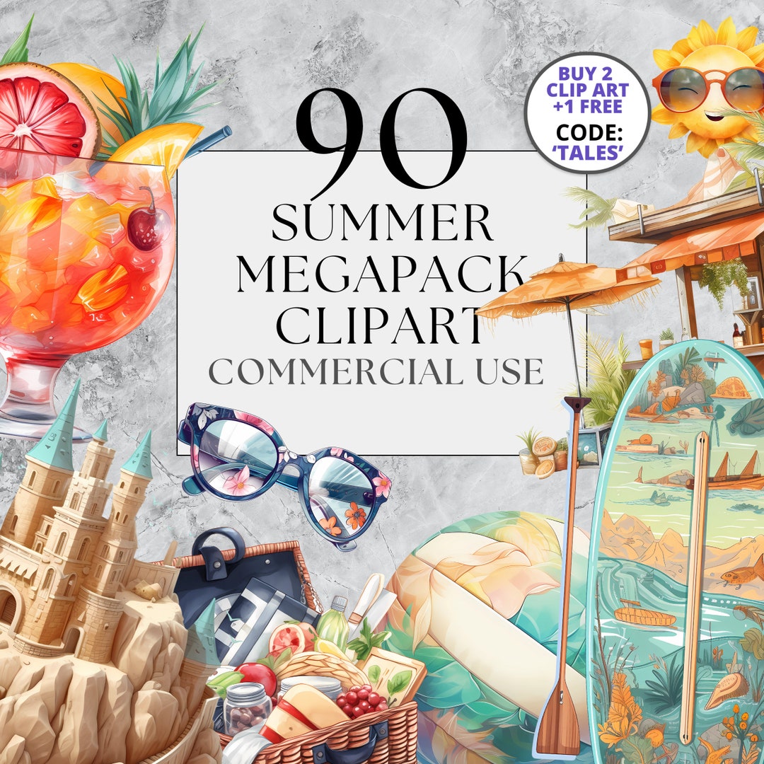 90 Summer Clipart Mega Pack | PNG | Sun, Sunshine & Summer Clipart ...