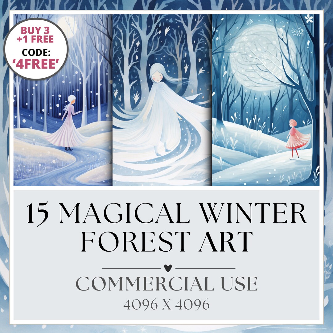 Winter Forest Print Winter Background Magical Design Digital Paper ...