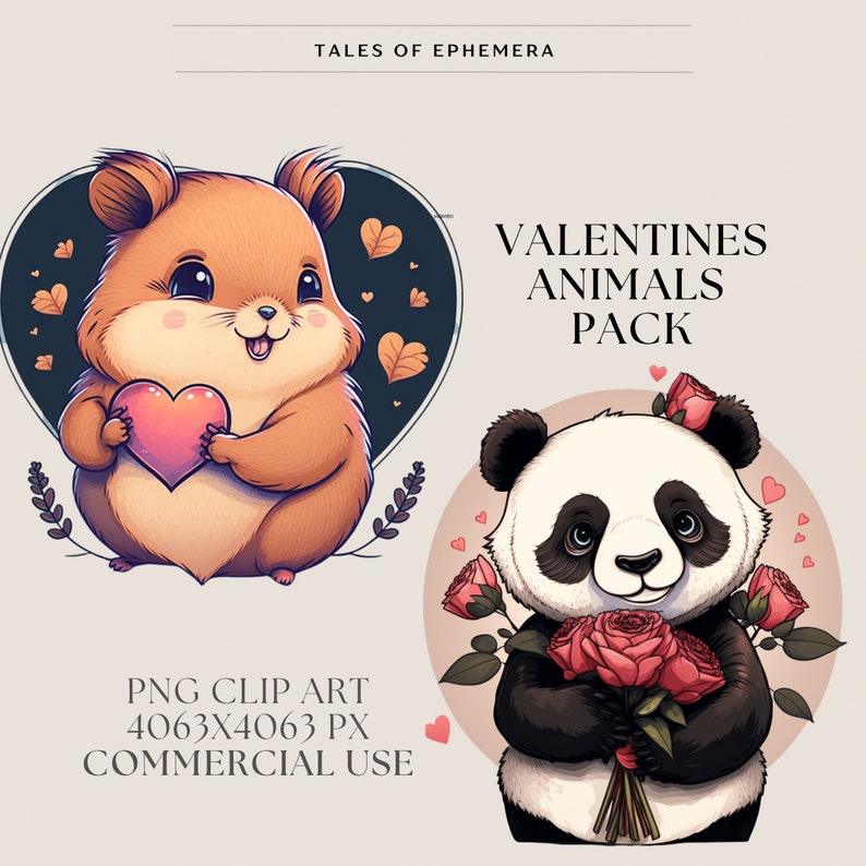 15 Valentines Animals Clipart | PNG | Valentine's Clipart | Watercolor ...