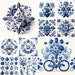 Delft Blue Flower Patterns & Cutouts | Digital Paper | Printable ...