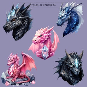 16 Crystal Dragons Clipart, PNG, Full Commercial Use, Fantasy Clipart ...