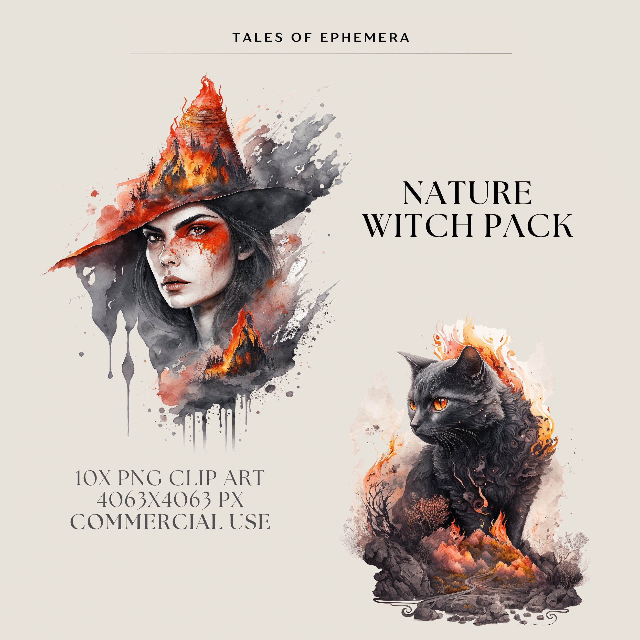 10 Molten Witch Clipart Pack | PNG | Beautiful Witch Fantasy Clip Art ...