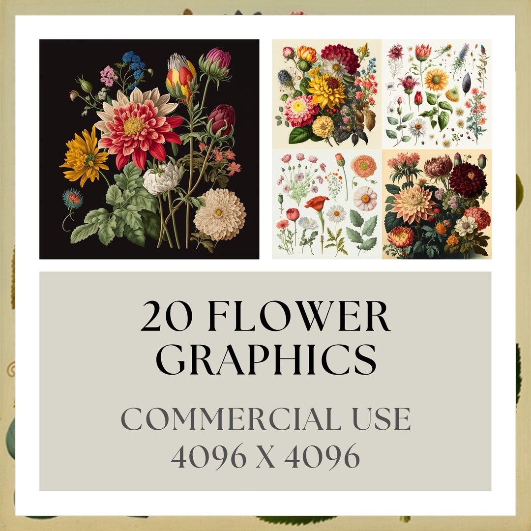 Vintage Flower Patterns | Downloadable Design | Printable Backgrounds ...