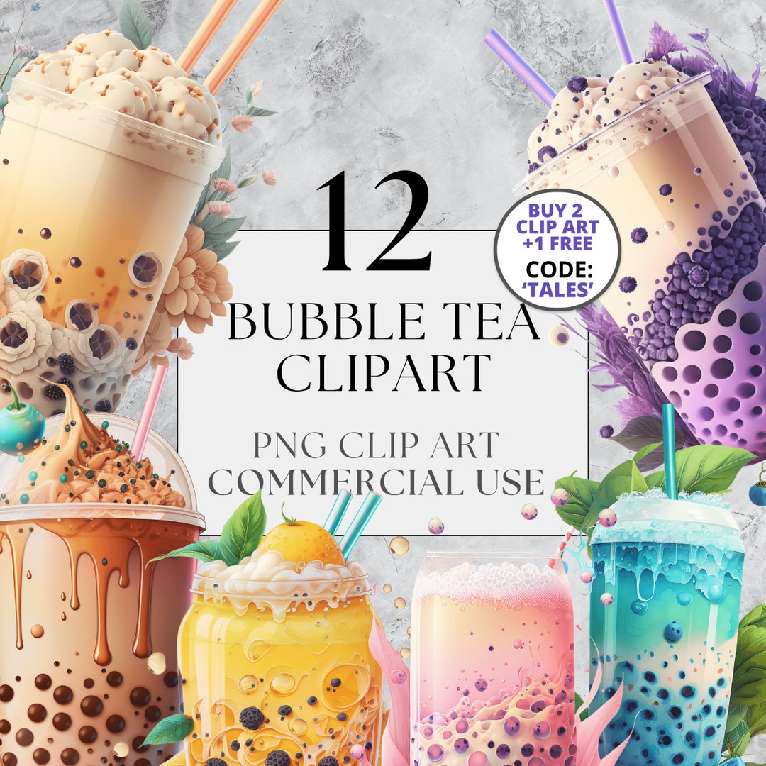 12 Bubble Tea Clipart Pack, Transparent PNG, Full Commercial Use ...