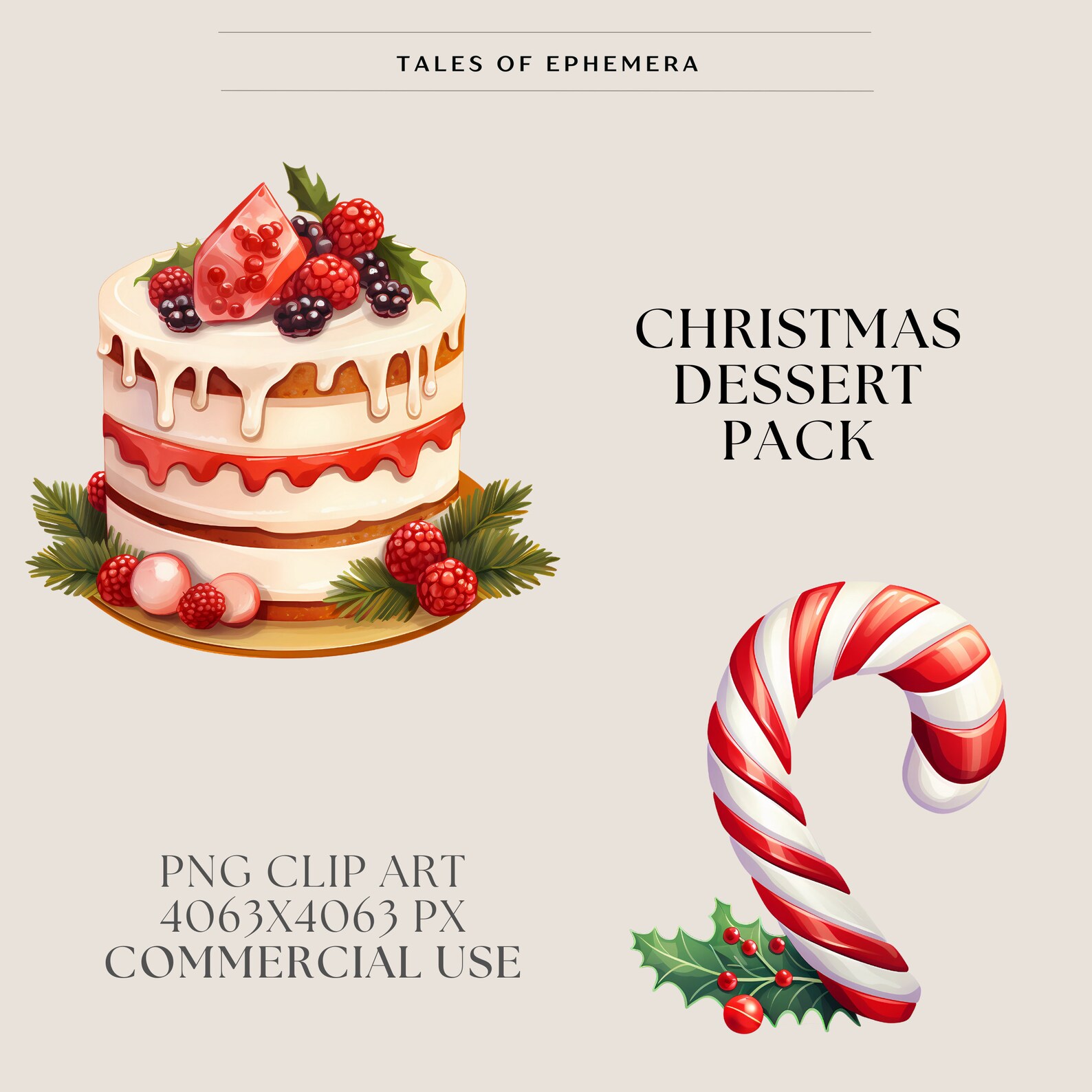 Festive Christmas Dessert Clipart Pack, Christmas Clipart, Festive ...