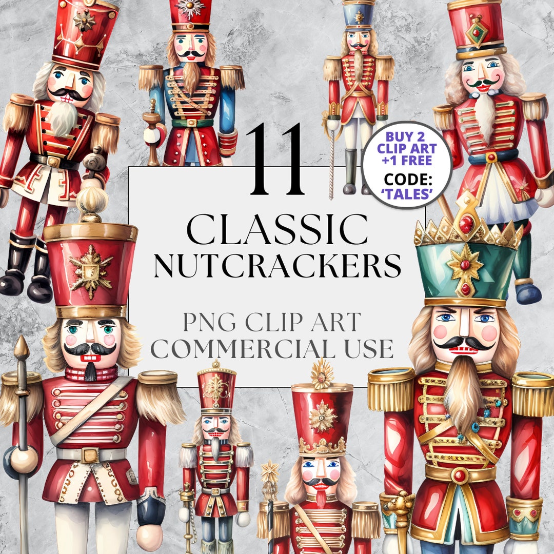 Classic Nutcracker Clipart Pack, Festive Christmas Decor Nutcrackers ...