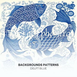 Delft Blue Patterns and Cutouts | Digital Paper | Printable Backgrounds ...