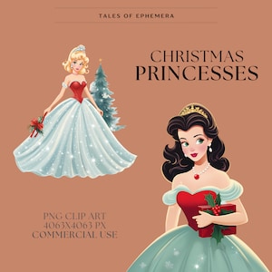Christmas Princess Clipart, PNG, Full Commercial Use, Cozy Xmas Holiday ...