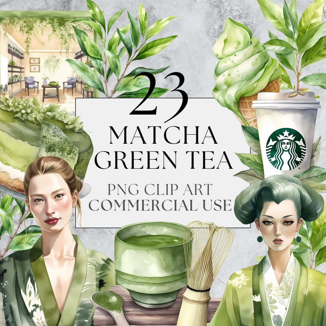 23 Matcha Green Tea Clipart Pack, PNG Matcha Ceremony Clipart ...