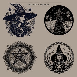 Witchy Logo Design Clipart - Halloween Witch Linoprint Minimalistic ...