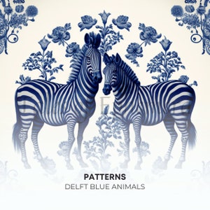 Delft Blue Animal Patterns | Digital Paper | Printable Backgrounds for ...