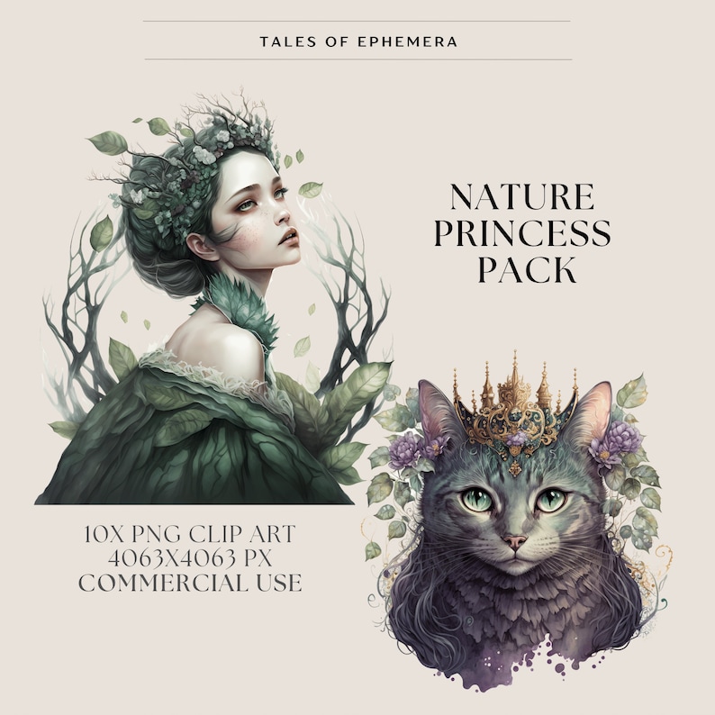 10 Nature Princess Pack PNG Beautiful Fairytale Clip Art - Etsy