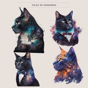 Cosmic Cat Clipart Star Cat Clipart Fantasy Cat Clipart Fairytale Cat ...