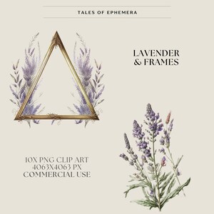 10 Lavender & Frames Clipart Pack | PNG | Beautiful Botanical Clip Art ...