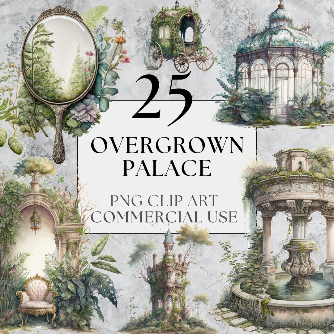 Overgrown Palace Clipart Pack | PNG | Fairytale Clipart | Watercolor ...
