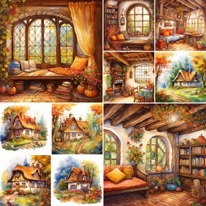 Fall Medieval Cottage Graphics, Digital Journal Paper, Renaissance ...
