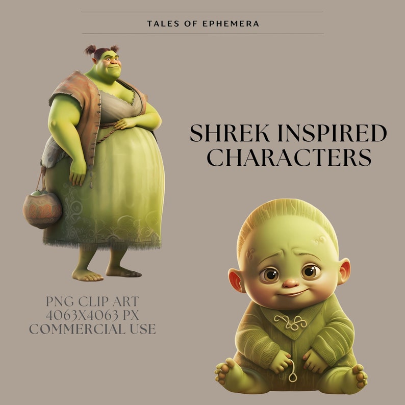22 Shrek Inspired Characters Clipart Pack PNG Clipart With - Etsy