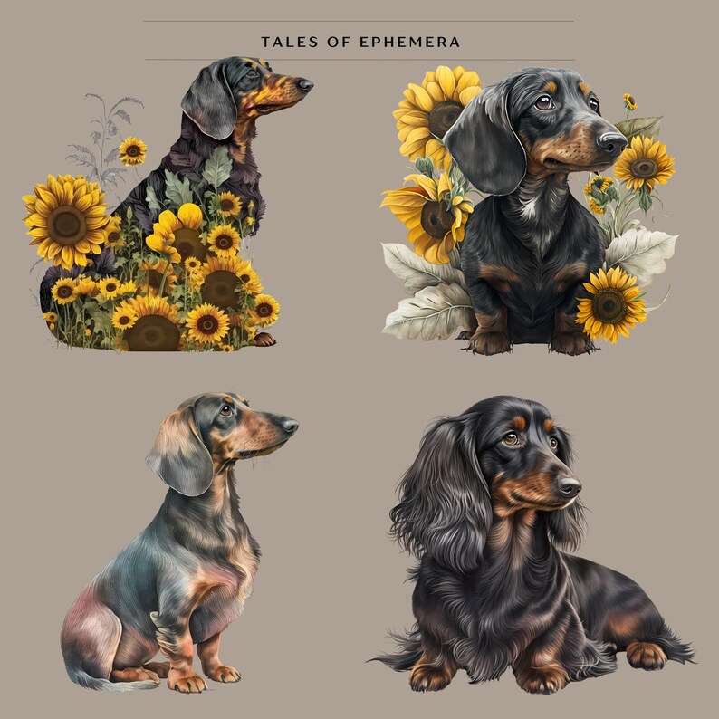 12 Dachshund Clipart Pack in Transparent PNG Full Commercial - Etsy