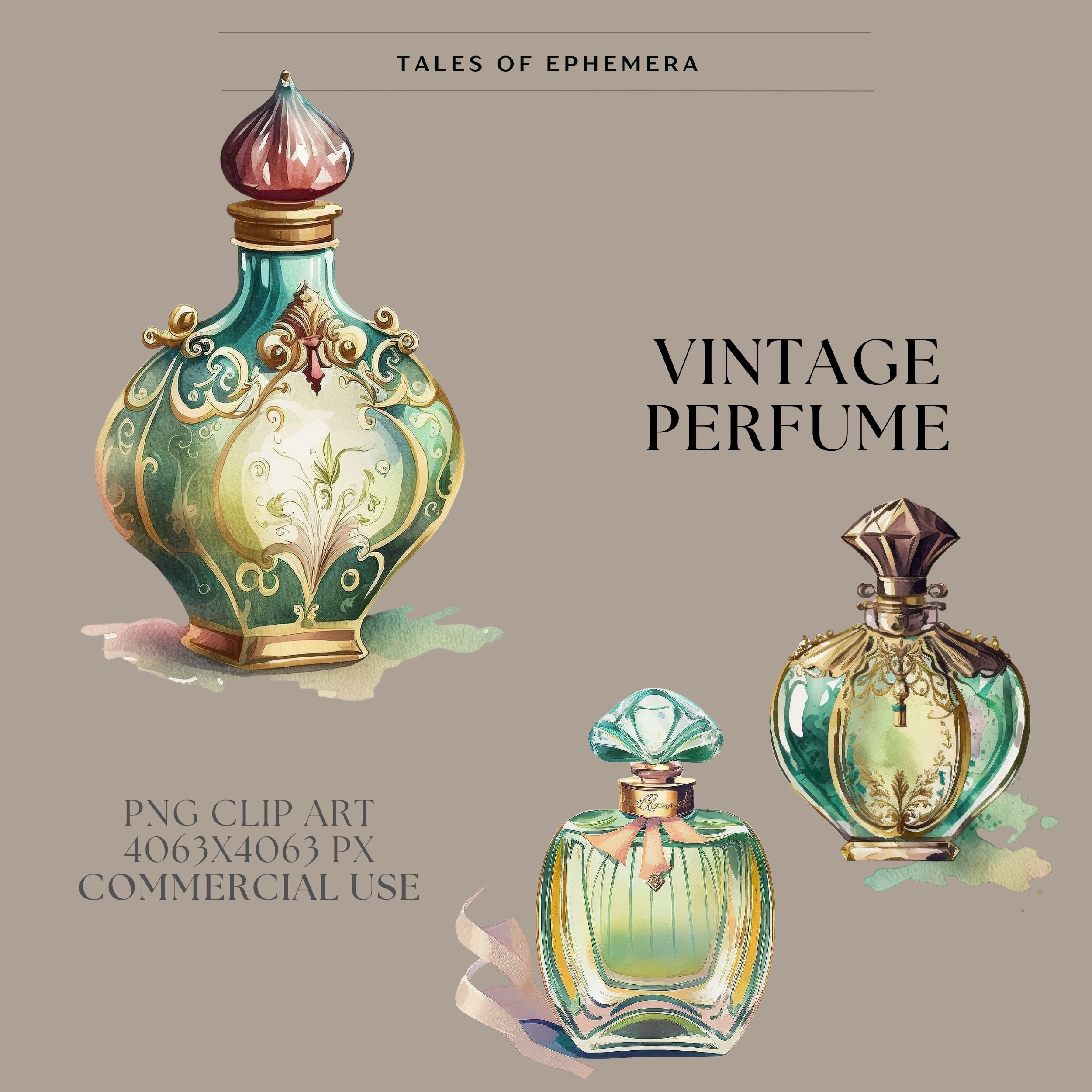 Vintage Perfume Bottles Clip Art