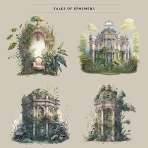 Overgrown Palace Clipart Pack | PNG | Fairytale Clipart | Watercolor ...