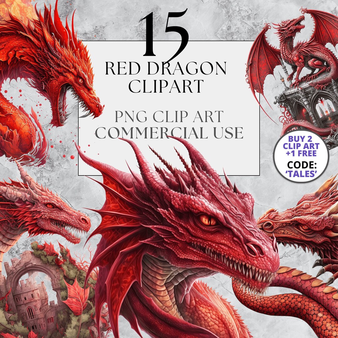 15 Red Dragon Clipart, PNG, Full Commercial Use, Fantasy Clipart ...