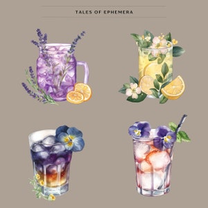 20 Floral Lemonade Clipart Pack, PNG, Food and Drink Clipart ...