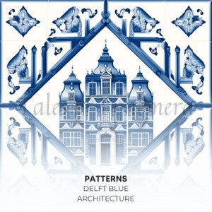Delft Blue Architecture Patterns | Digital Paper | Printable ...