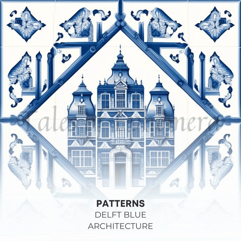 Delft Blue Architecture Patterns Digital Paper Printable - Etsy