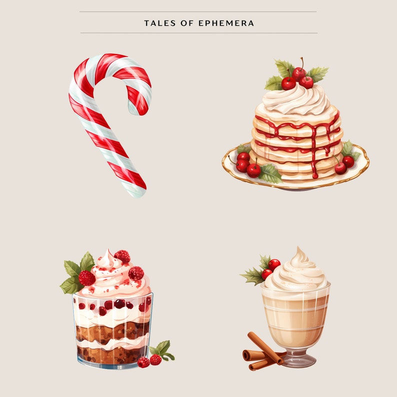 Festive Christmas Dessert Clipart Pack, Christmas Clipart, Festive ...