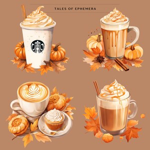 25 Pumpkin Spice Clipart, PNG, Full Commercial Use, Watercolor Cozy ...