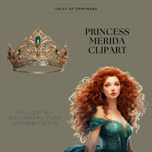 Princess Merida Brave Clipart, PNG, Full Commercial Use, Watercolor ...