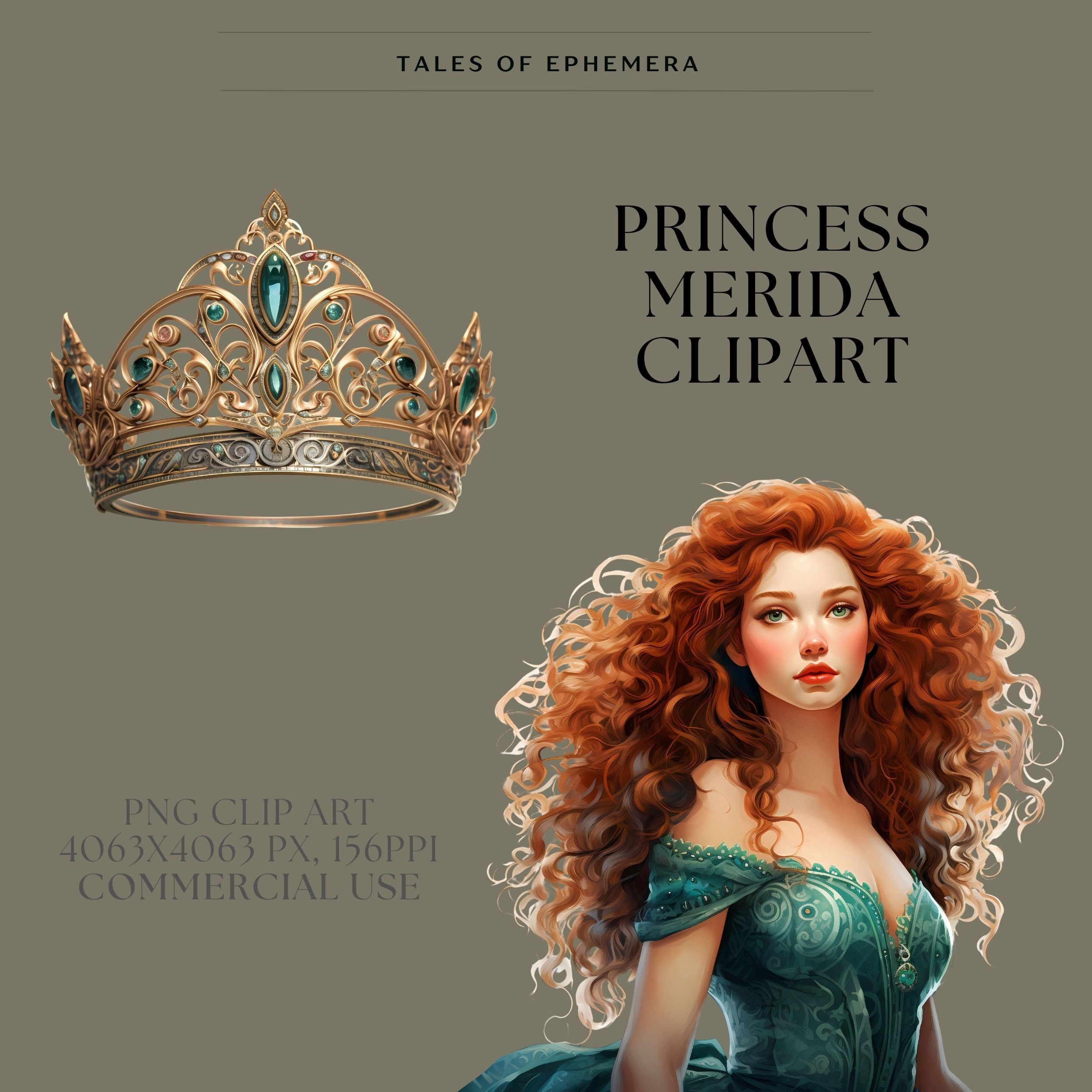 Princess Merida Brave Clipart, PNG, Full Commercial Use, Watercolor ...