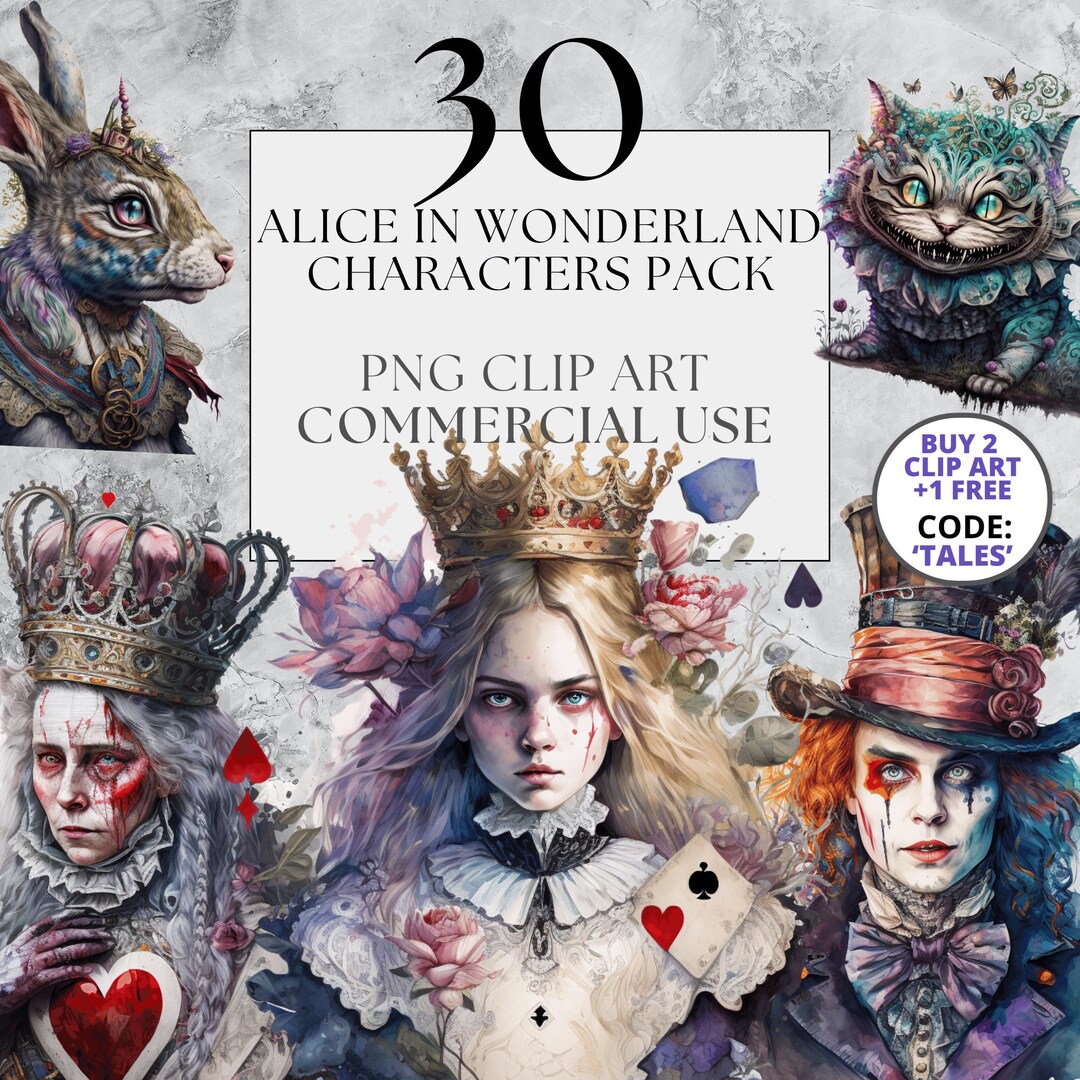 30 Alice in Wonderland Character Clipart PNG, Fairytale Clip Art ...