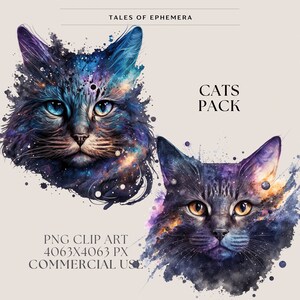 Cosmic Cat Clipart Star Cat Clipart Fantasy Cat Clipart Fairytale Cat ...