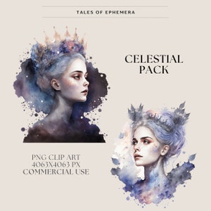 10 Celestial Princess Clipart Pack PNG Beautiful Fairytale Clipart ...
