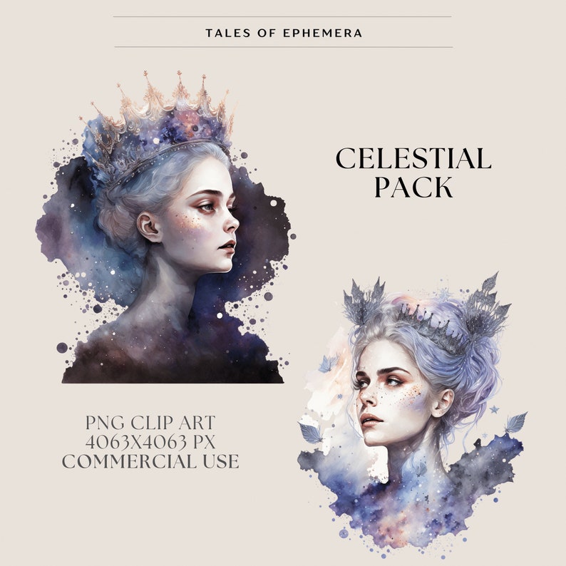 10 Celestial Princess Clipart Pack PNG Beautiful Fairytale - Etsy