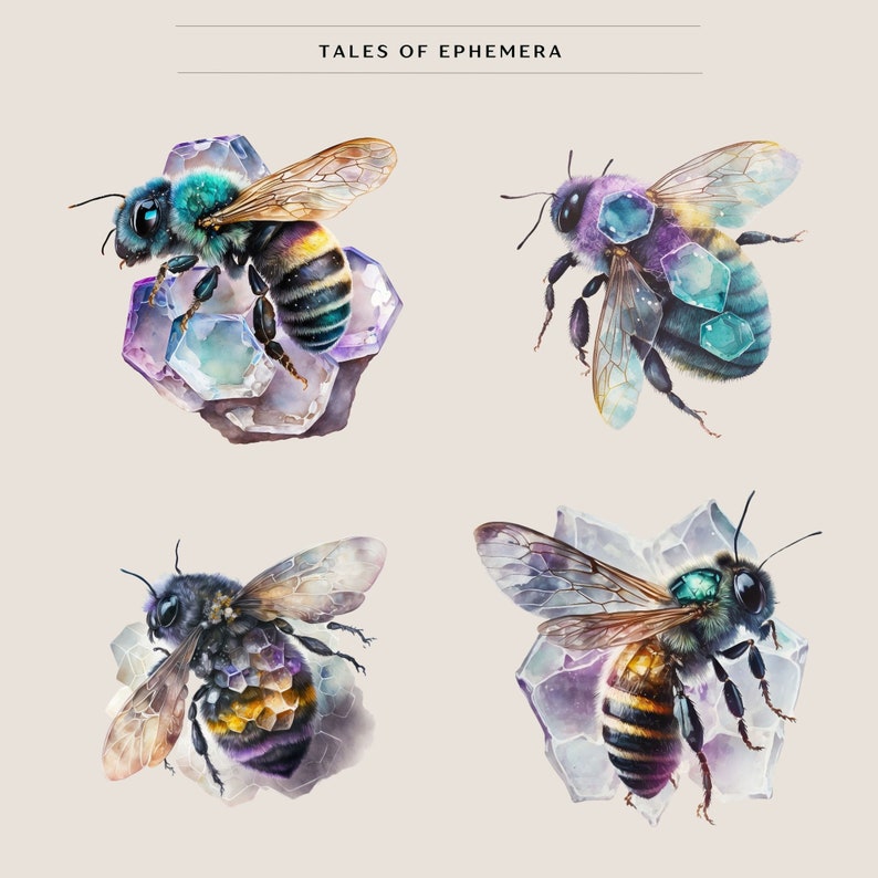 10 Crystalized Bees | PNG | Beautiful Mystical Witchy Fantasy Clip Art ...