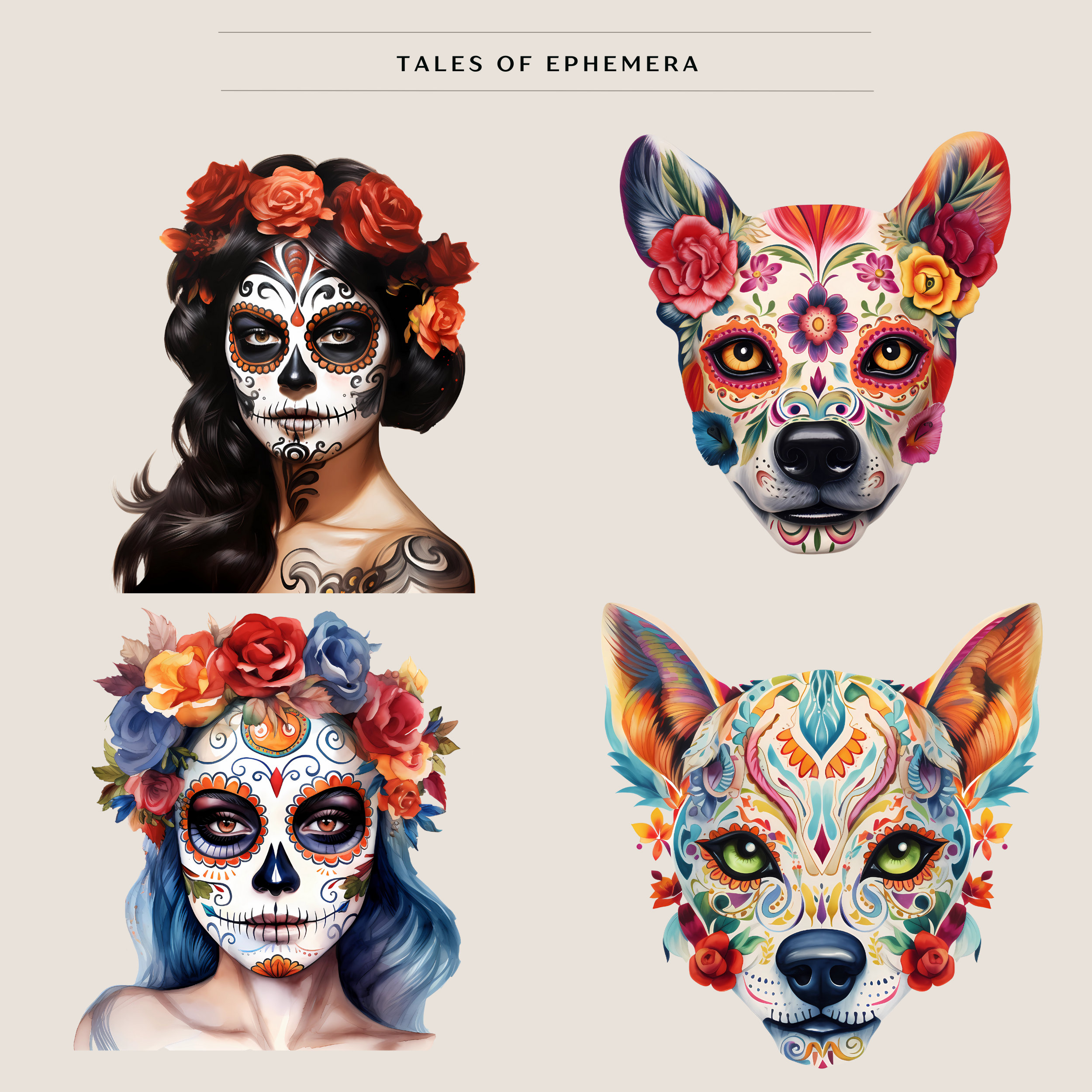 Dia De Los Muertos Clipart, Day of the Dead Clipart, Halloween Clipart ...
