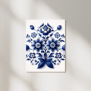 Delft Blue Flower Patterns & Cutouts | Digital Paper | Printable ...