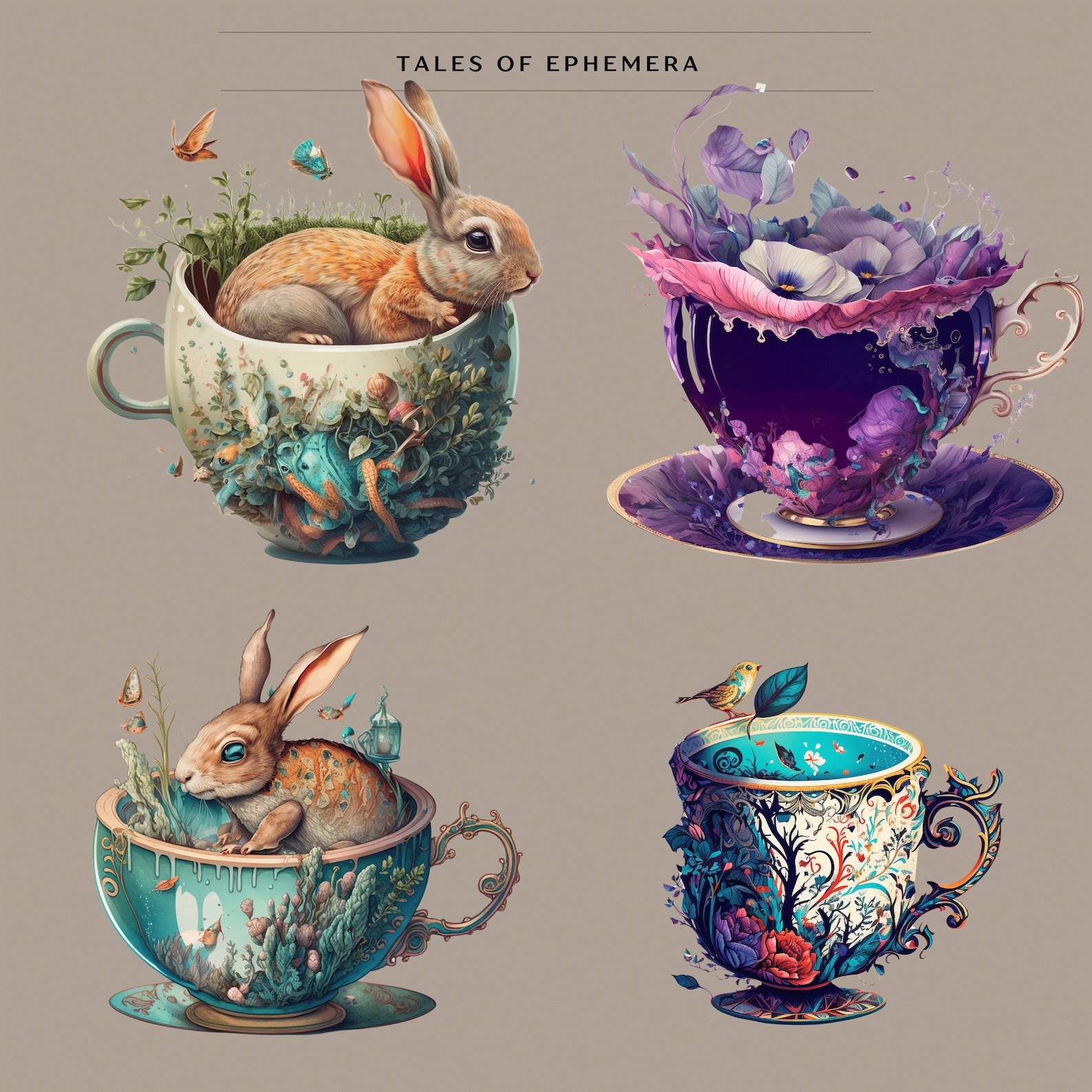 Alice in Wonderland Clipart Fantasy Tea Cup Clipart Fairytale Clipart ...