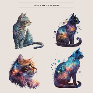 Cosmic Cat Clipart Star Cat Clipart Fantasy Cat Clipart Fairytale Cat ...