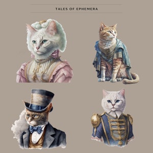 Historical Cats Clipart - Victorian Clipart, Rococo Cat Clipart ...