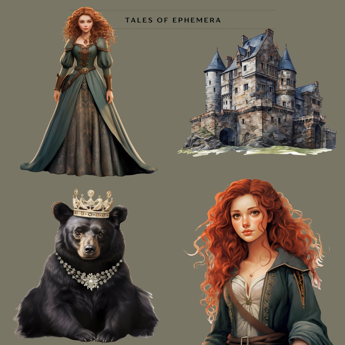 Princess Merida Brave Clipart, PNG, Full Commercial Use, Watercolor ...