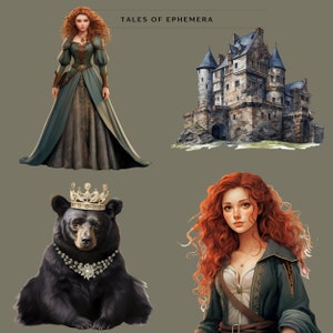Princess Merida Brave Clipart, PNG, Full Commercial Use, Watercolor ...