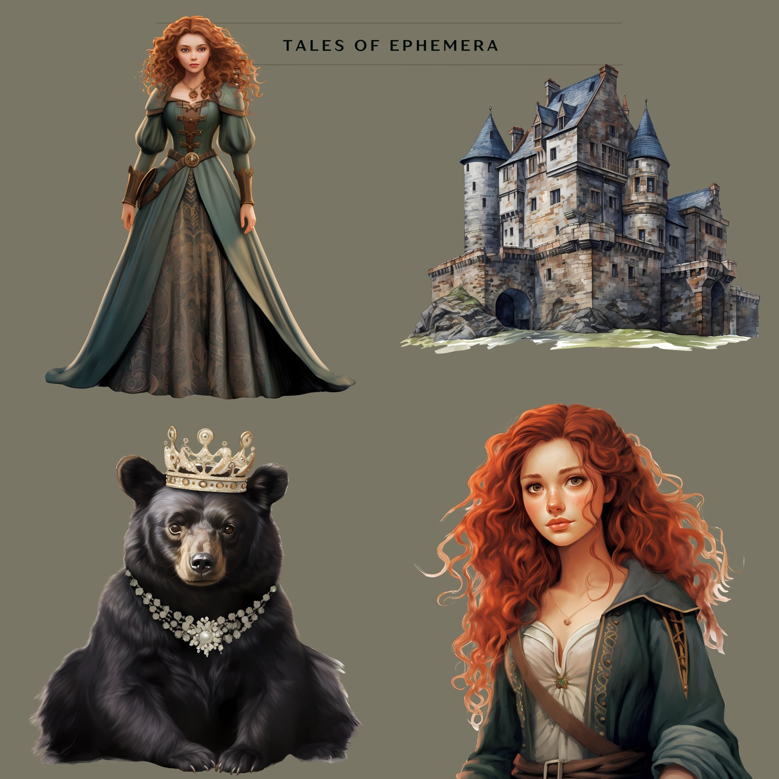 Princess Merida Brave Clipart, PNG, Full Commercial Use, Watercolor ...