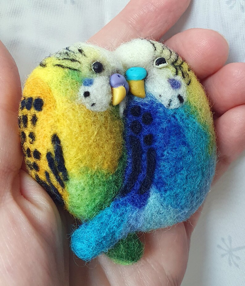 Wavy parrots Brooch with dry felting parrots Parrots brooch Parrots ...
