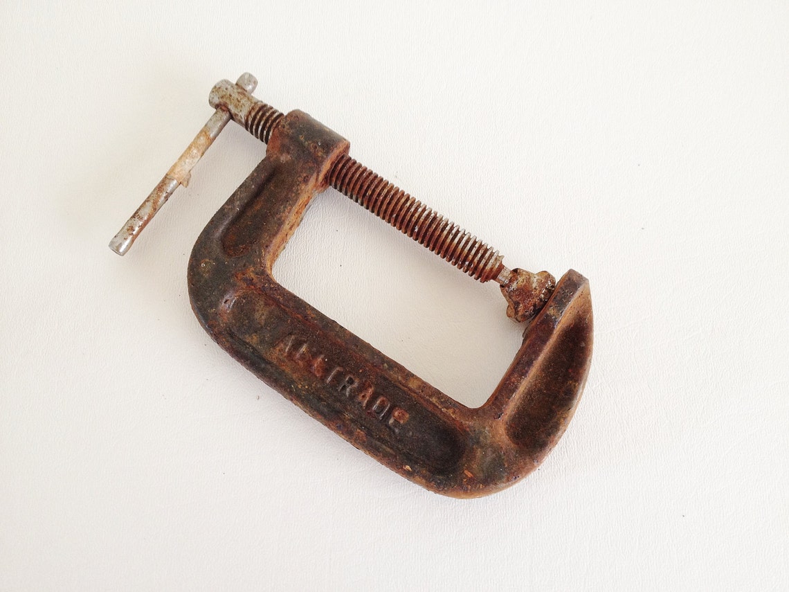 Clamp Vintage Metal C Clamp Rusty Old Clamp Vintage Screw Down Clamp ...