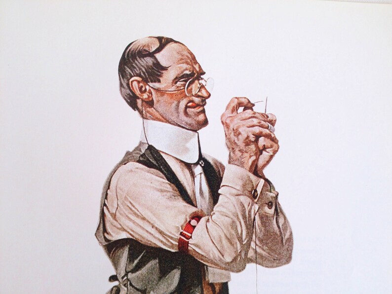 Norman Rockwell Print - Norman Rockwell Man Threading a Needle 1922 ...